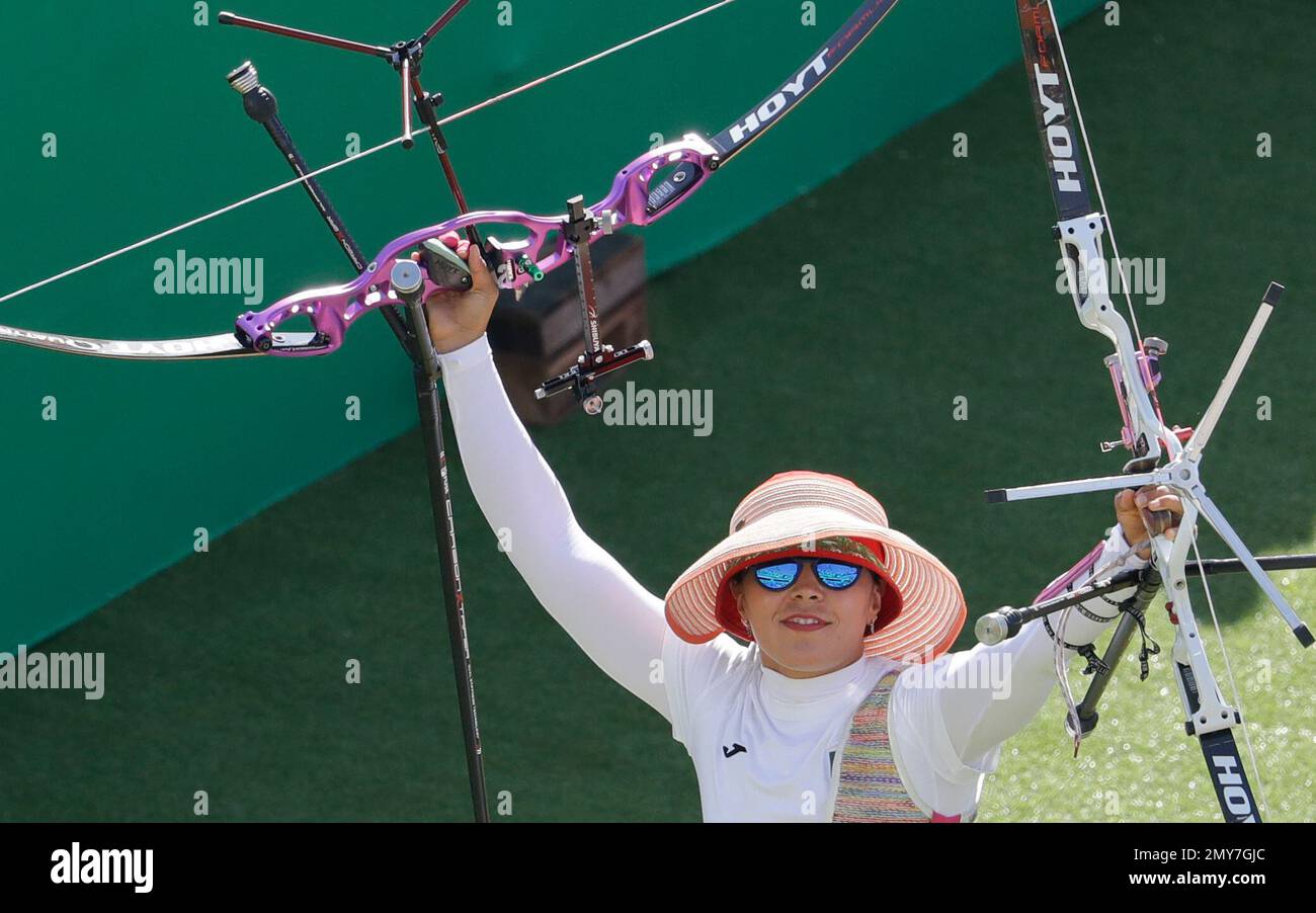 Mexico's Aida Roman celebrates at the end of their match during the ...