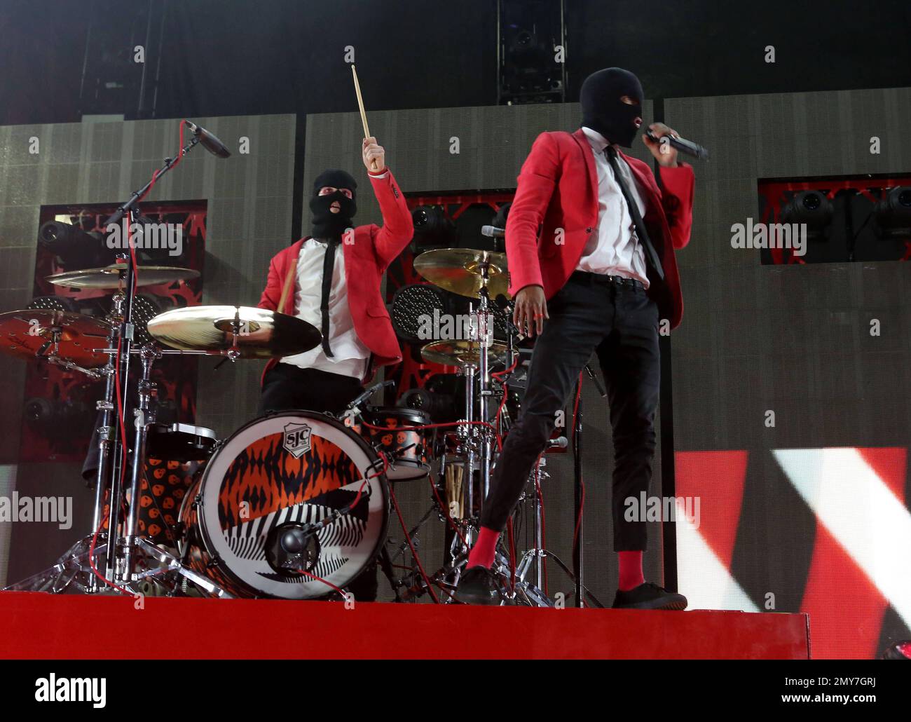 Tyler Joseph and Josh Dun with Twenty One Pilots performs during the ...