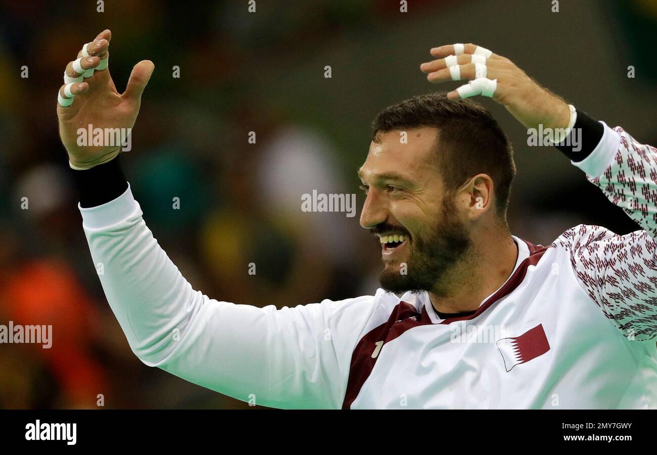 Qatar's Borja Fernandez celebrates after winning the men's preliminary ...