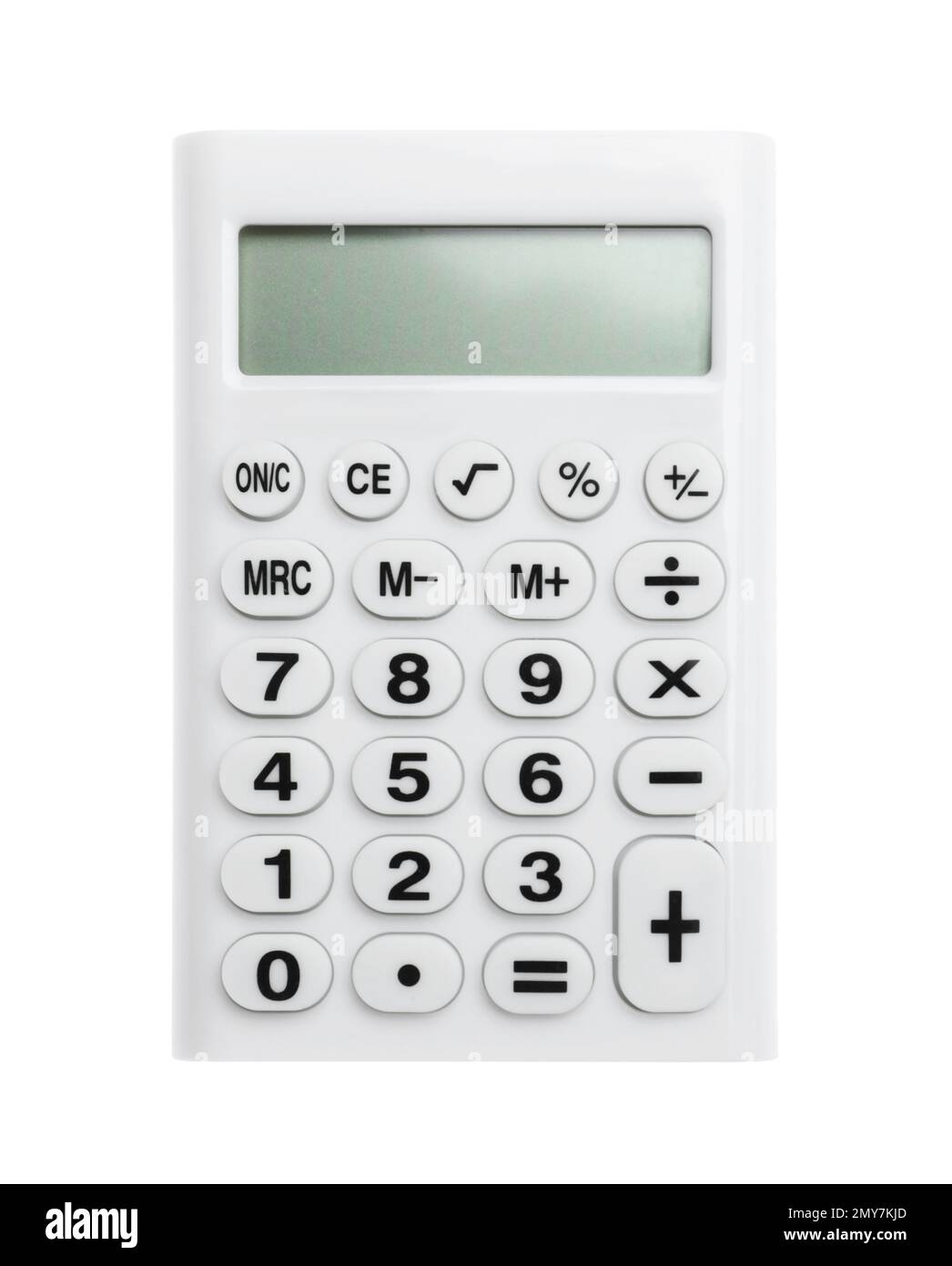 Modern calculator isolated on white, top view. School stationery Stock ...