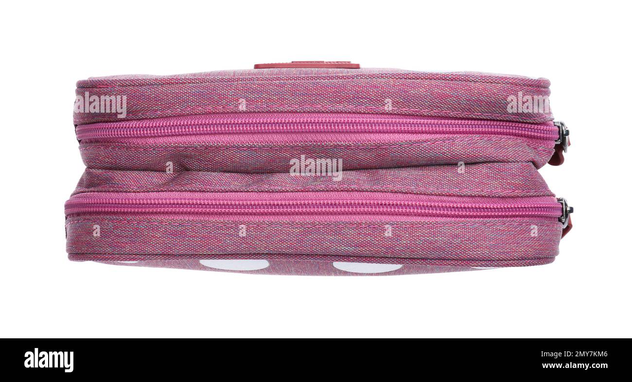 Color pencil case isolated on white. School stationery Stock Photo - Alamy