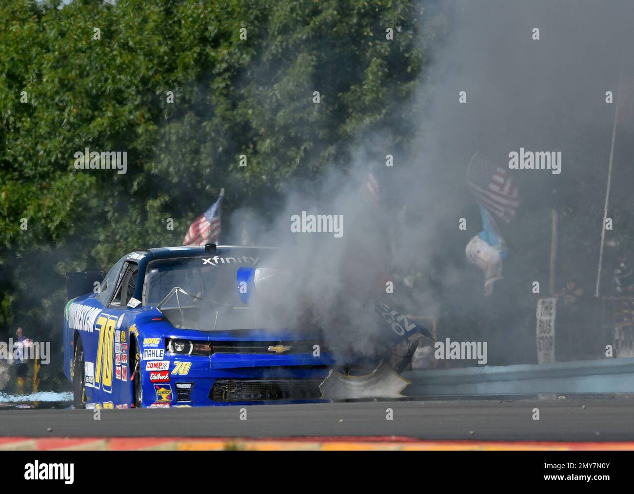 Derrike Cope suffers an explosion in his race car during a NASCAR ...