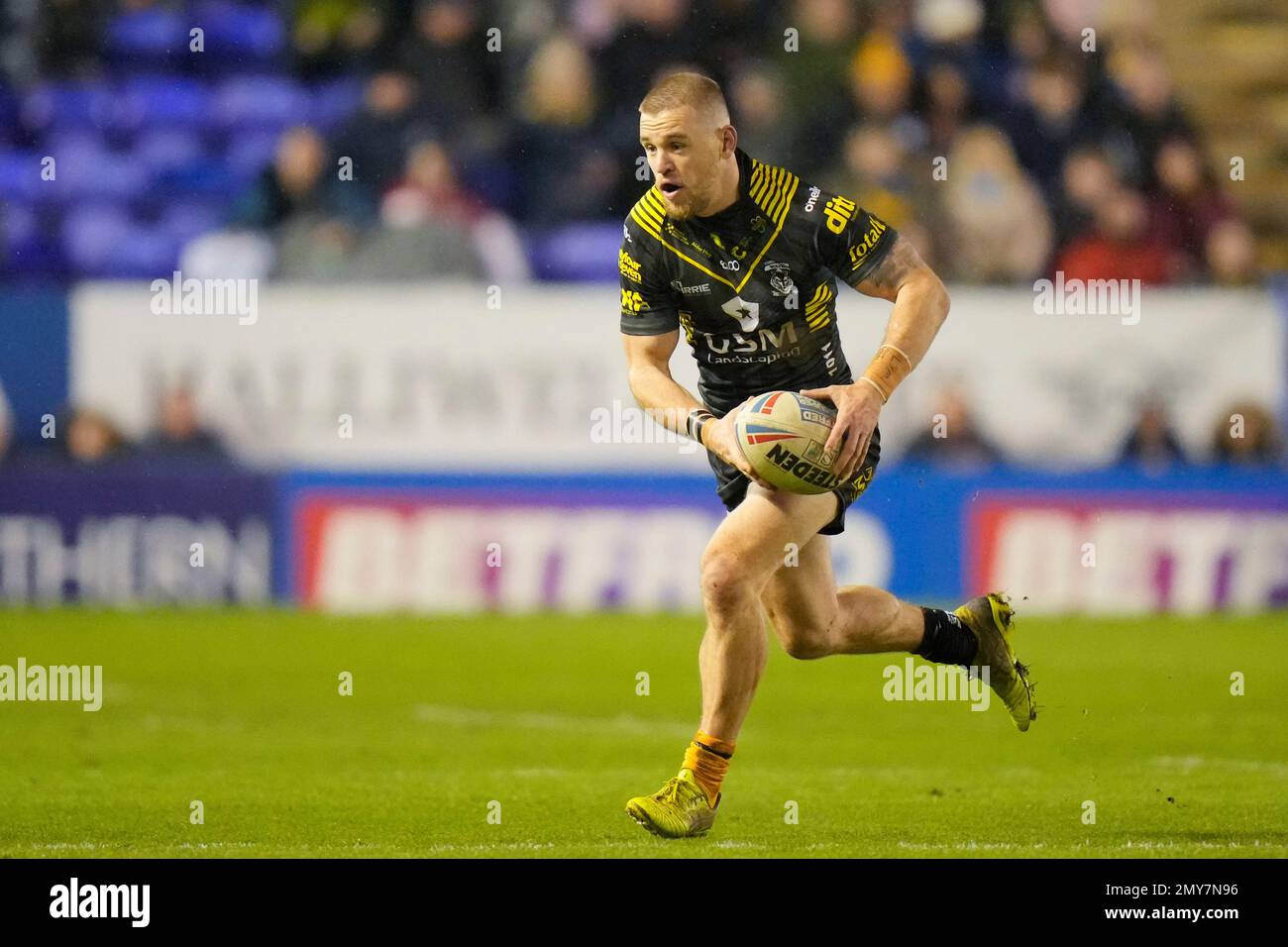 Matt Dufty #1 of Warrington Wolves during the Rugby League Ben Currie ...