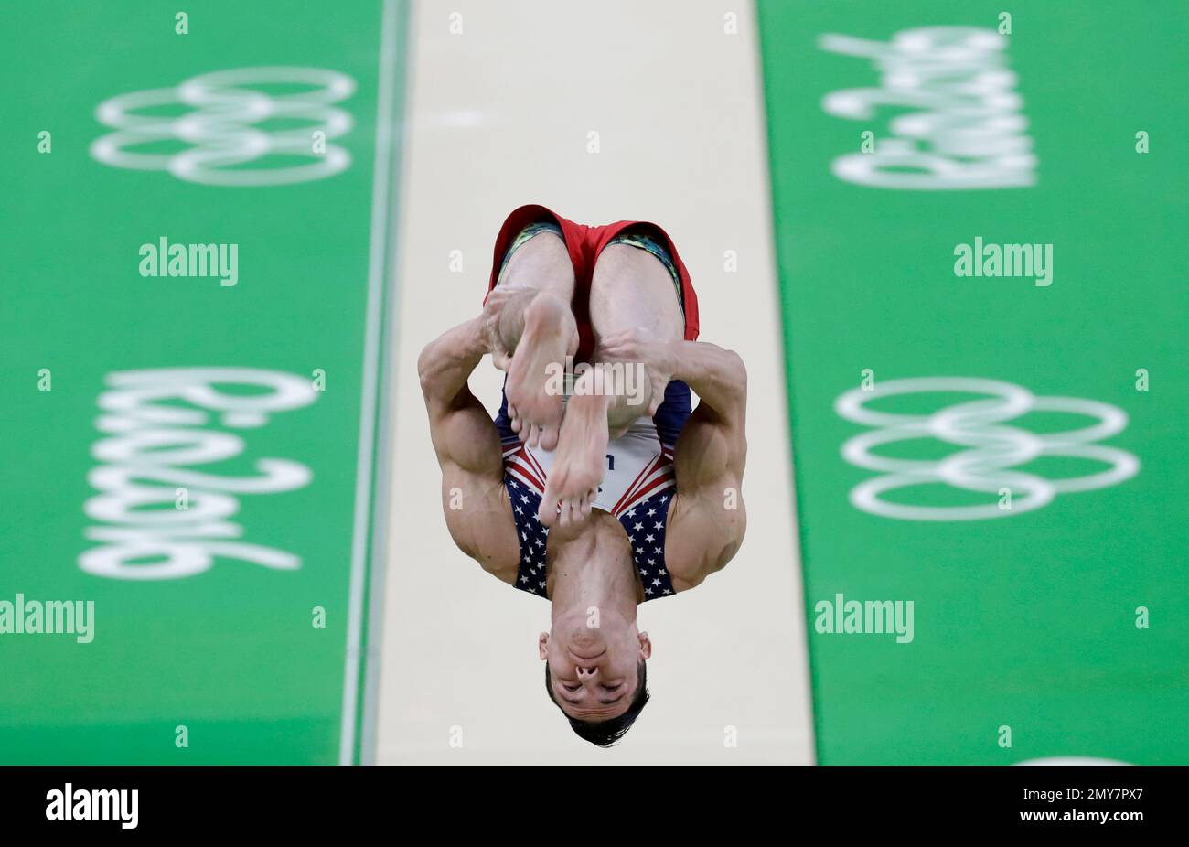 United States' Alexander Naddour performs on the vault during the ...