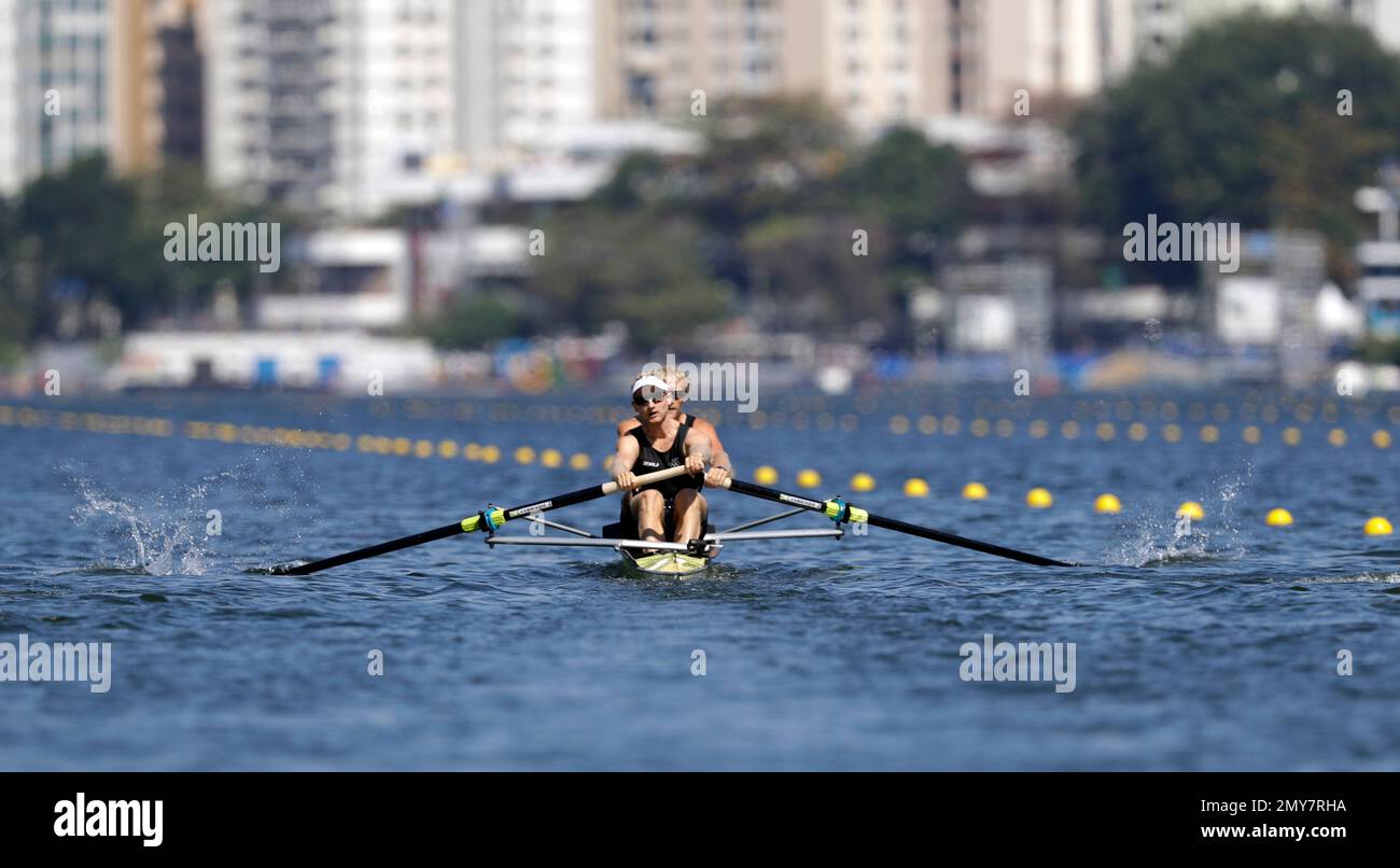Eric Murray and Hamish Bond, of New Zealand, compete in the men's pair ...