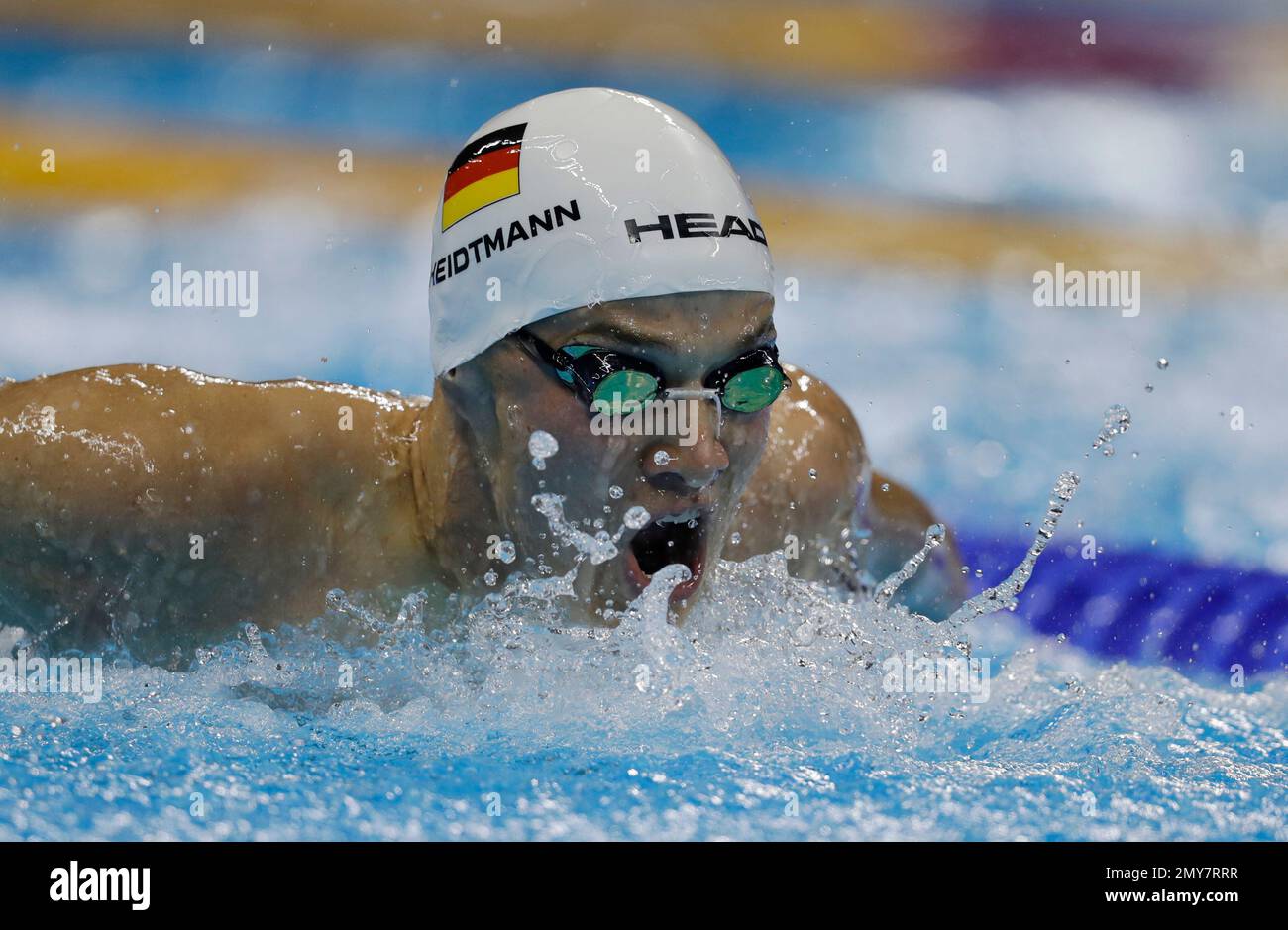 Germany's Jacob Heidtmann swims in a men's 400m individual medley heat ...
