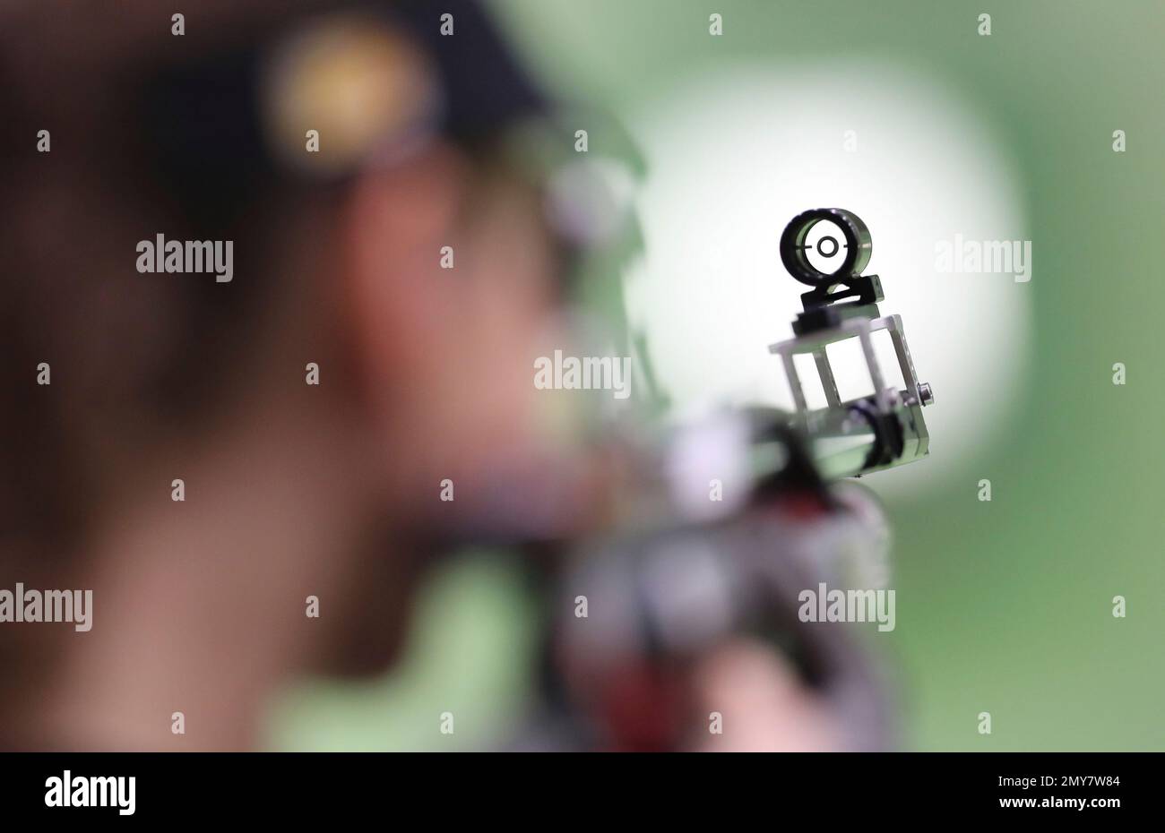 Sarah Scherer of the United States aims the target during the Women's ...