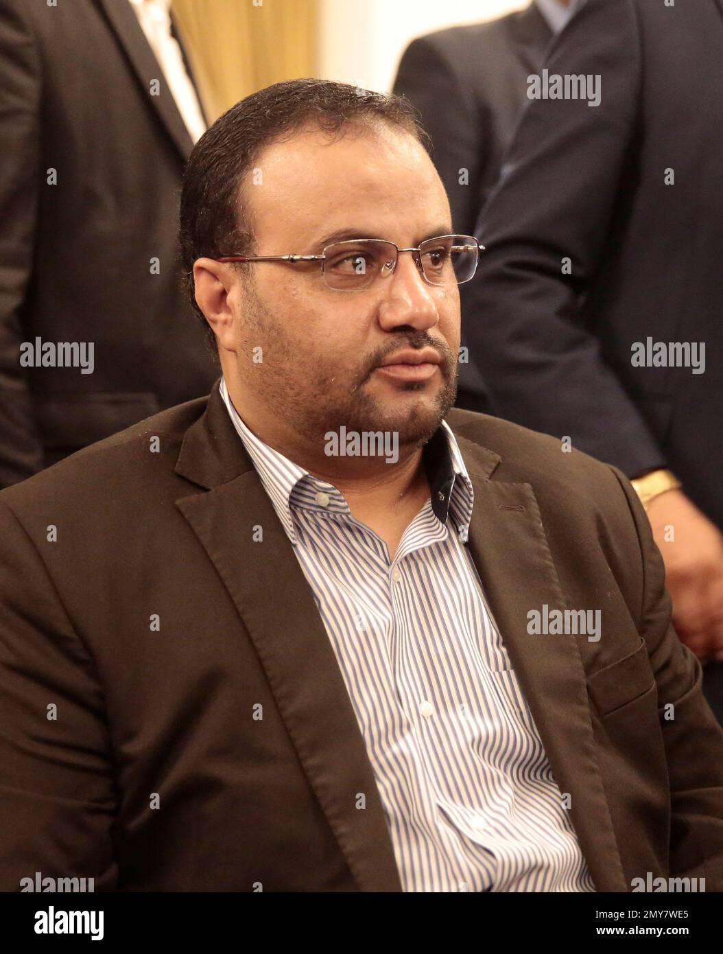 Head the political council of Houthis movement Saleh Samad attends a ...
