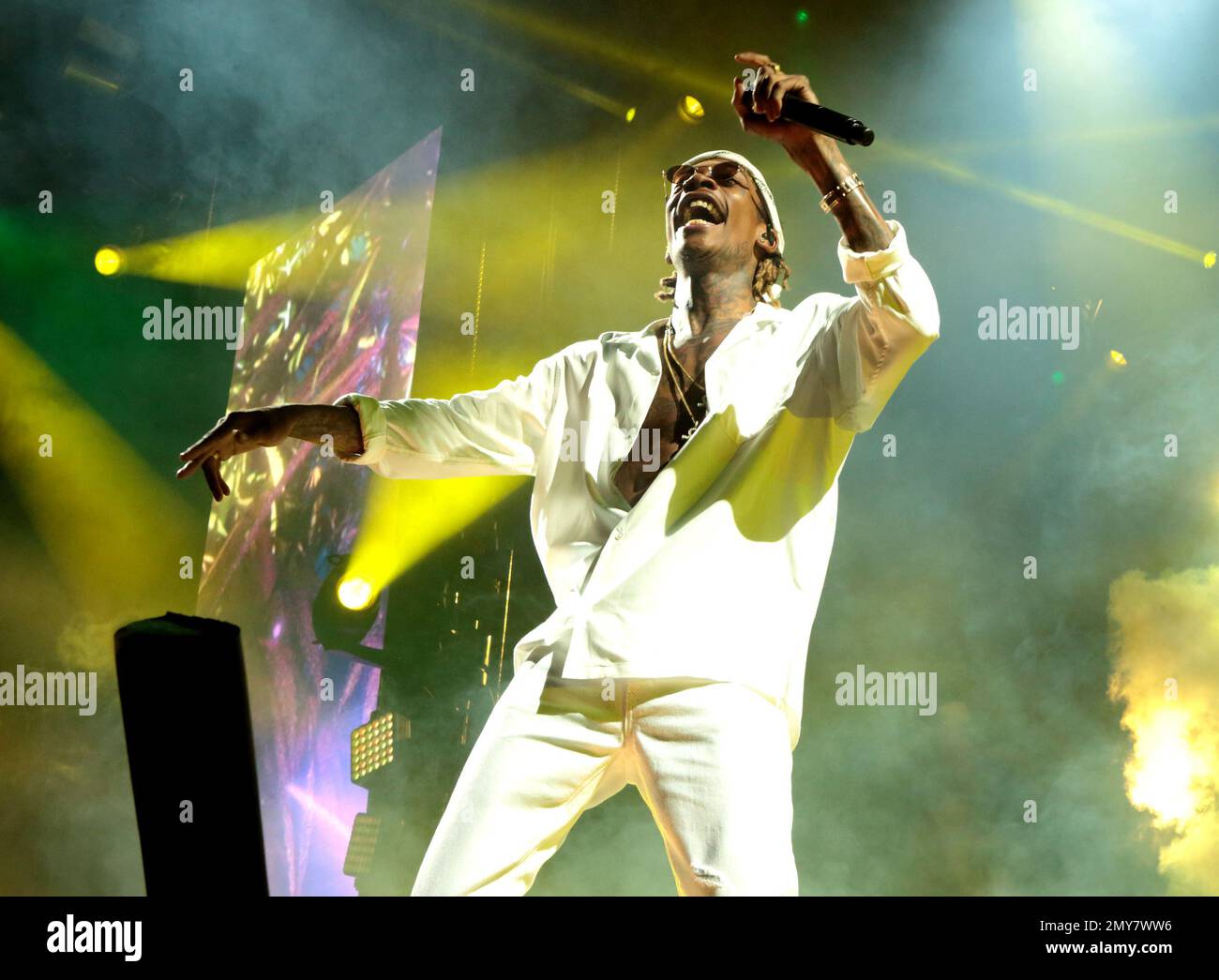 Wiz Khalifa performs in concert during his “The High Road Tour” at the ...