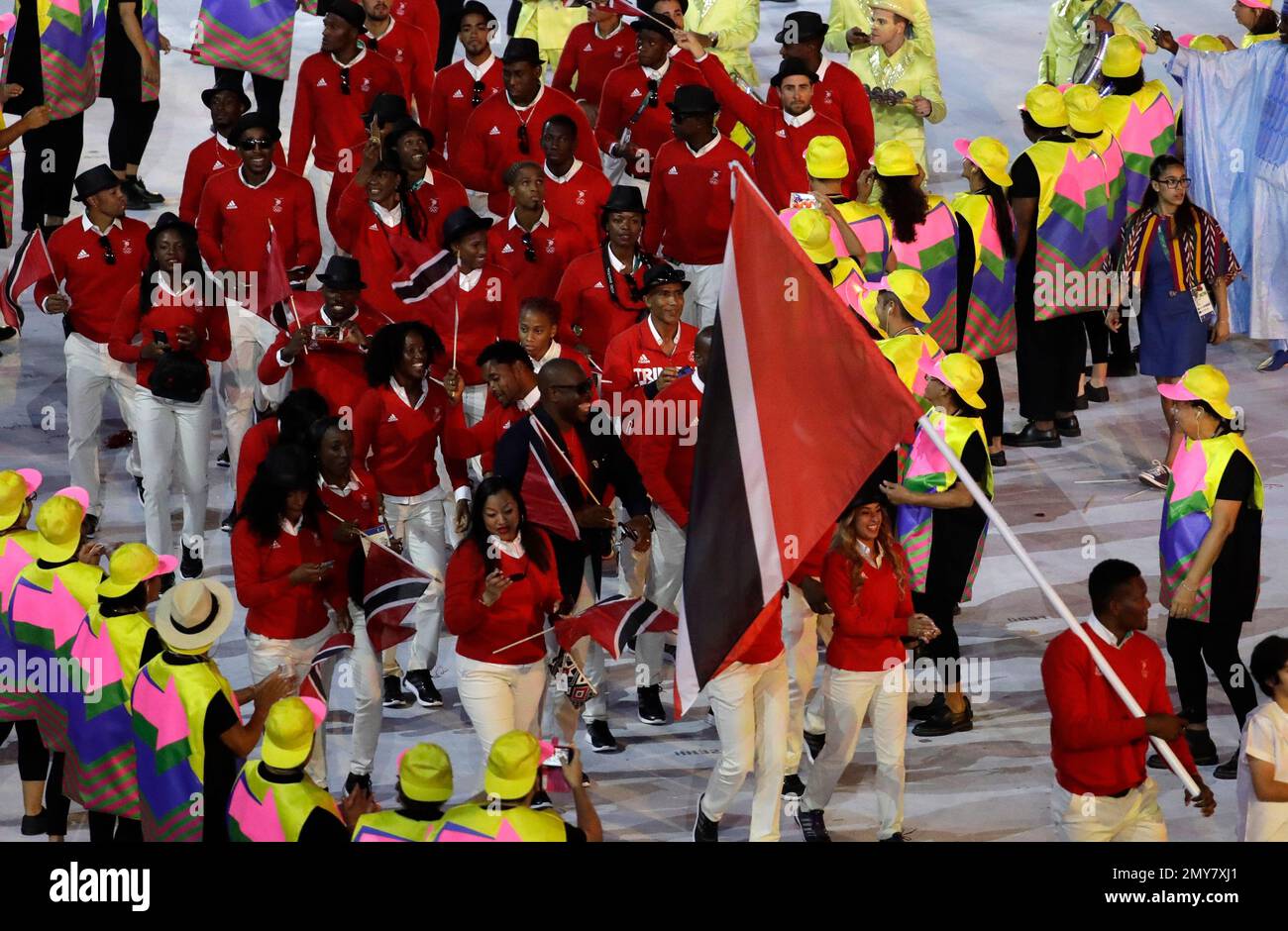 Kenshorn Walcott carries the flag of Trinidad and Tobago during the ...