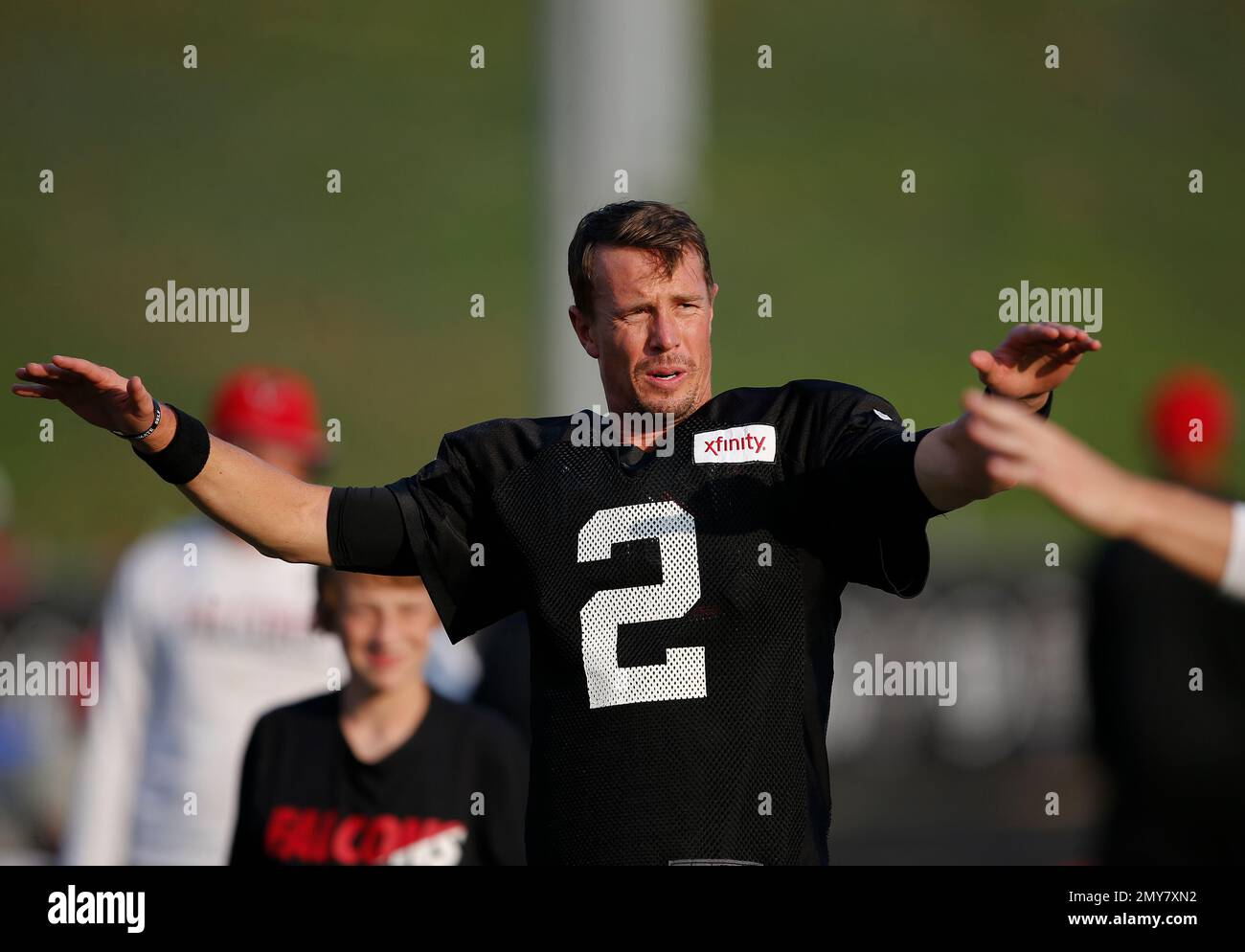 Atlanta Falcons quarterback Matt Ryan (2) warms up during their annual ...