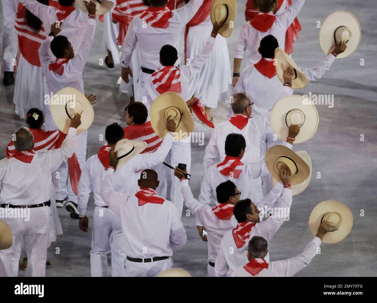 Team Peru arrives during the opening ceremony of the 2016 Summer ...