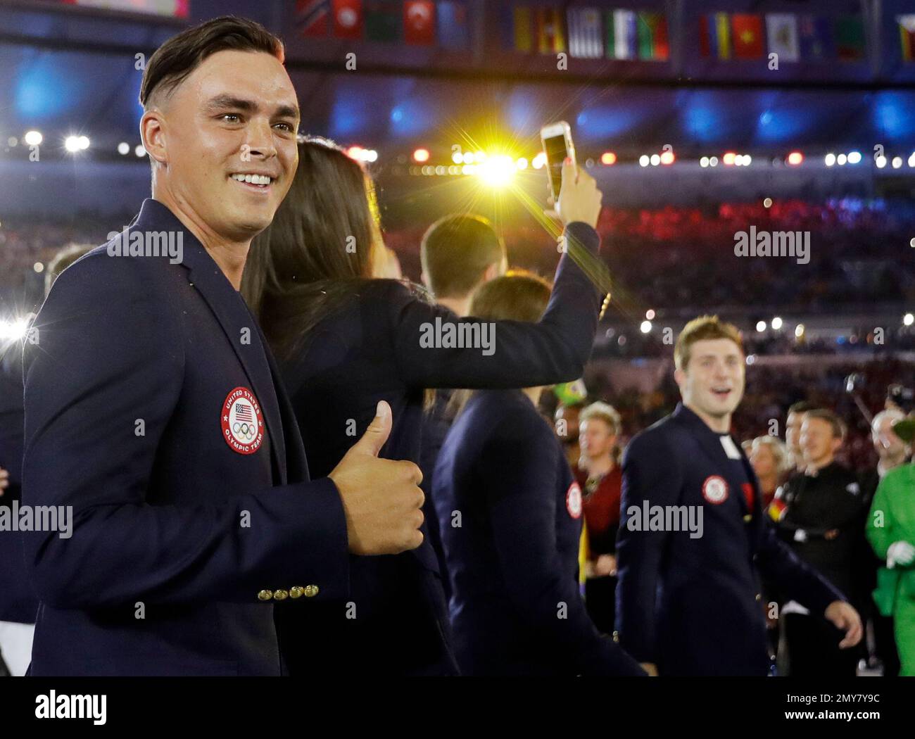 Golfer Rickie Fowler of the United States arrives during the opening ...