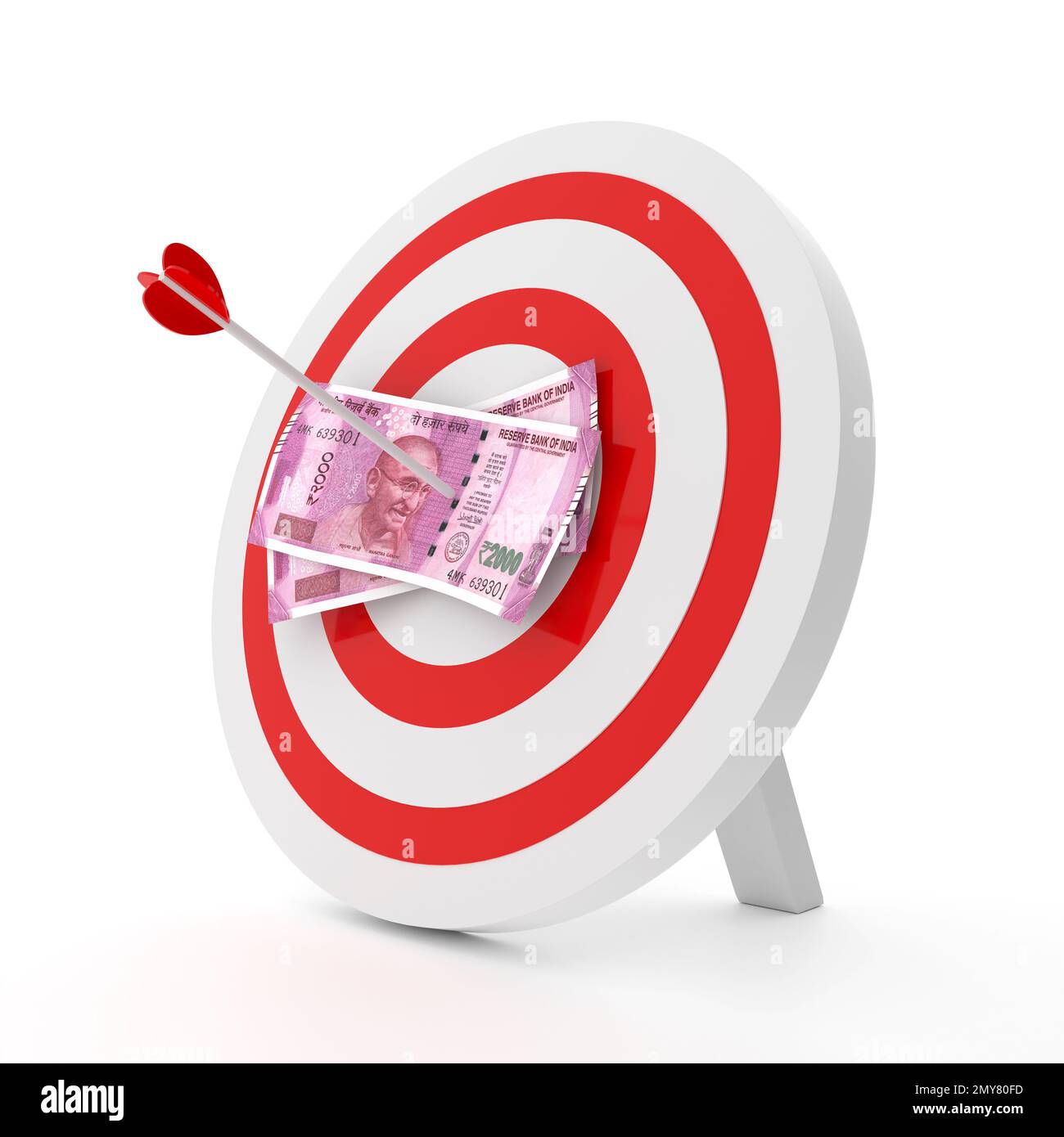 Indian Rupee 2000 Currency Note in an arrow with target isolated on ...