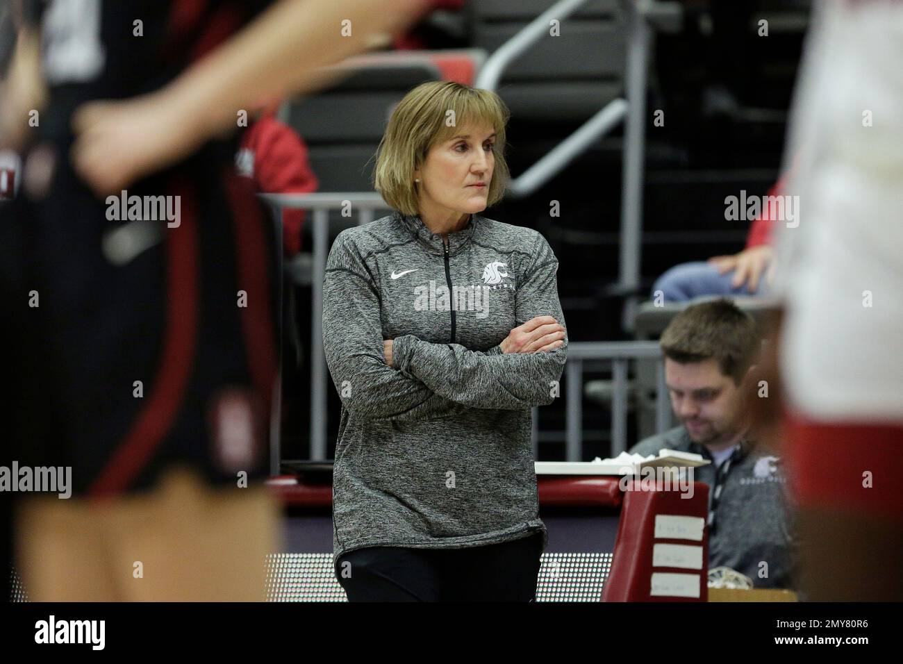 Washington State Head Coach Kamie Ethridge Watches The First Half Of An