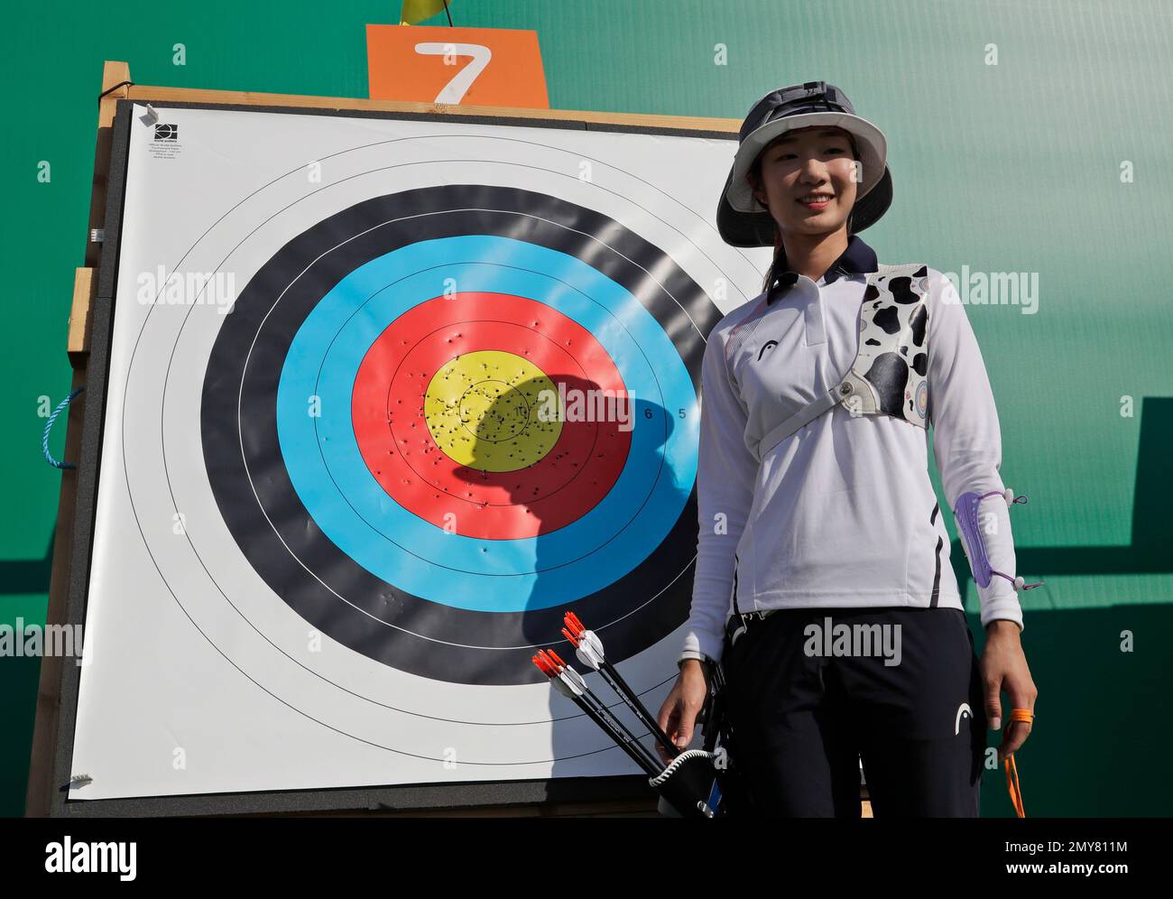 South Korea's Choi Mi-sun poses for photographers after placing first ...