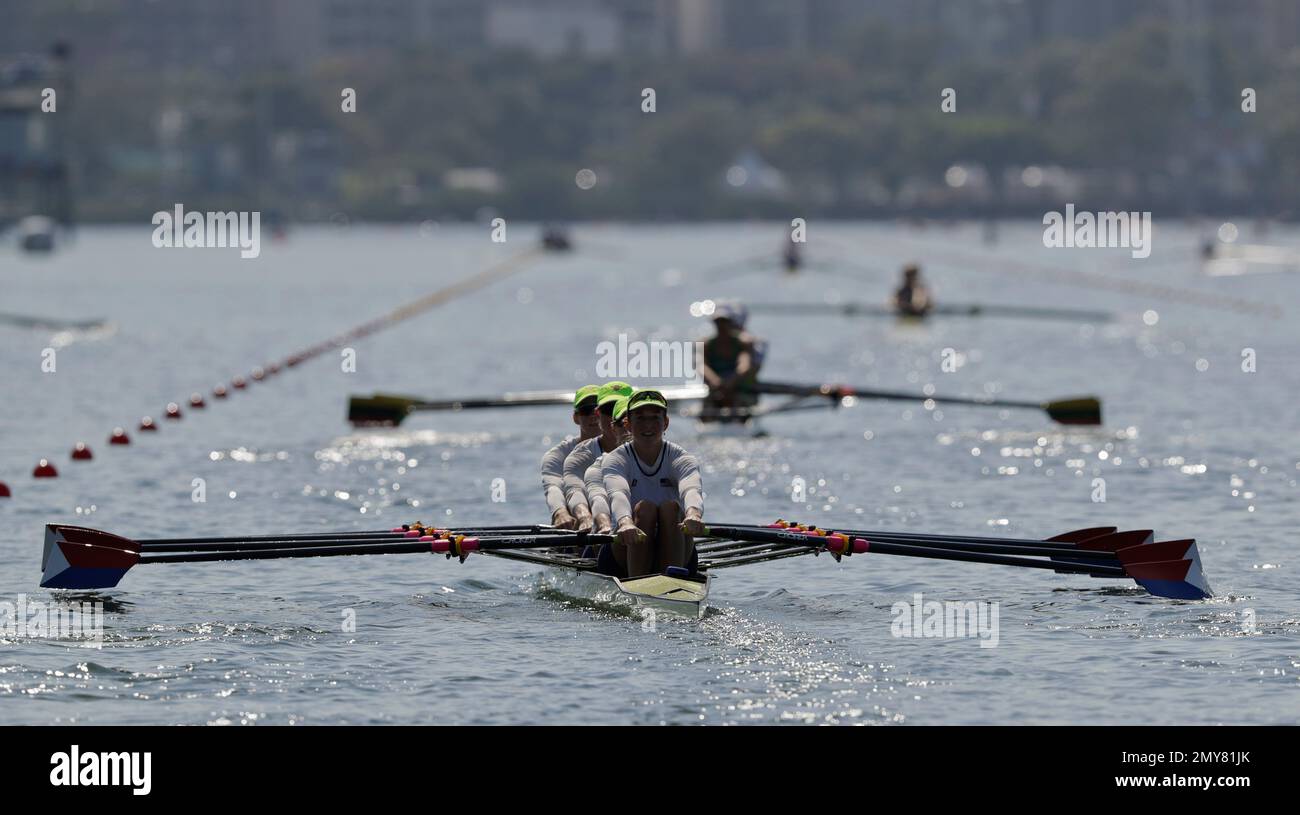 Rowing teams practice in Lagoa ahead of the 2016 Summer Olympics in Rio ...