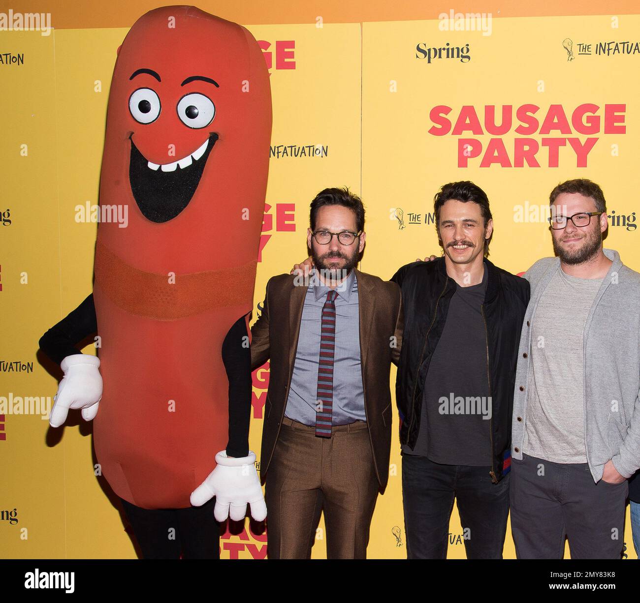Paul Rudd, from left, James Franco, Seth Rogen and David Krumholtz pose ...