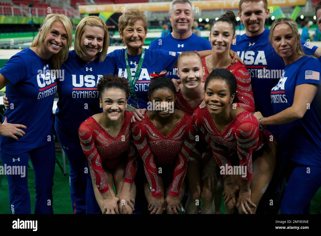 The United States women's gymnastic team poses for a picture with their ...