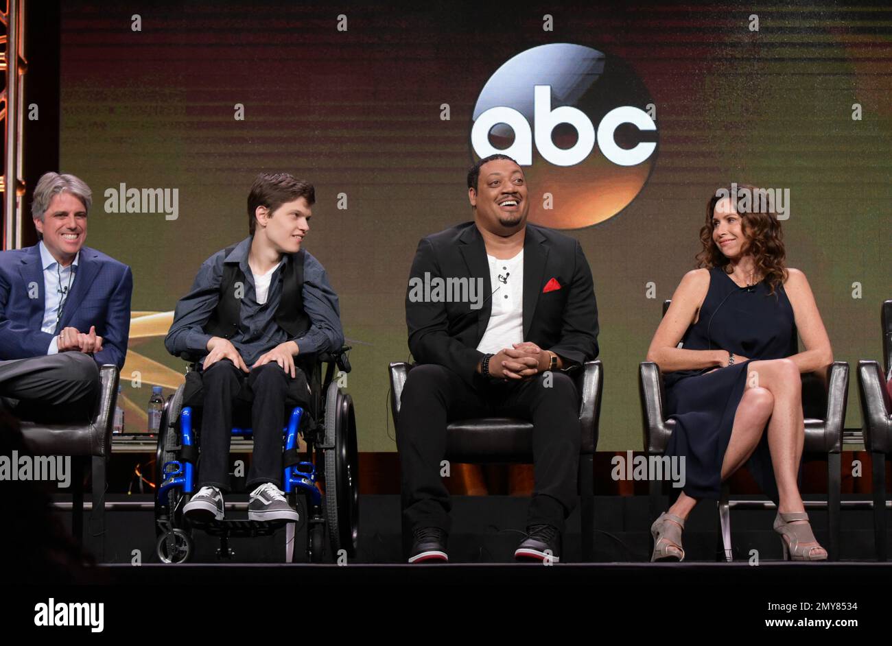 Writer/producer Scott Silveri, from left, Micah Fowler, Cedric ...