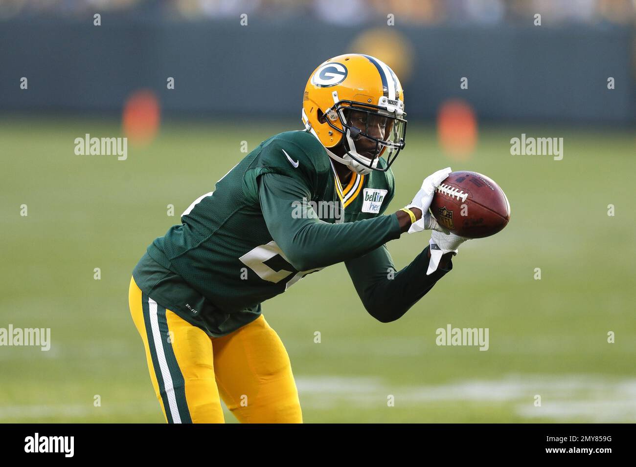 Green Bay Packers cornerback Josh Hawkins during NFL football training ...