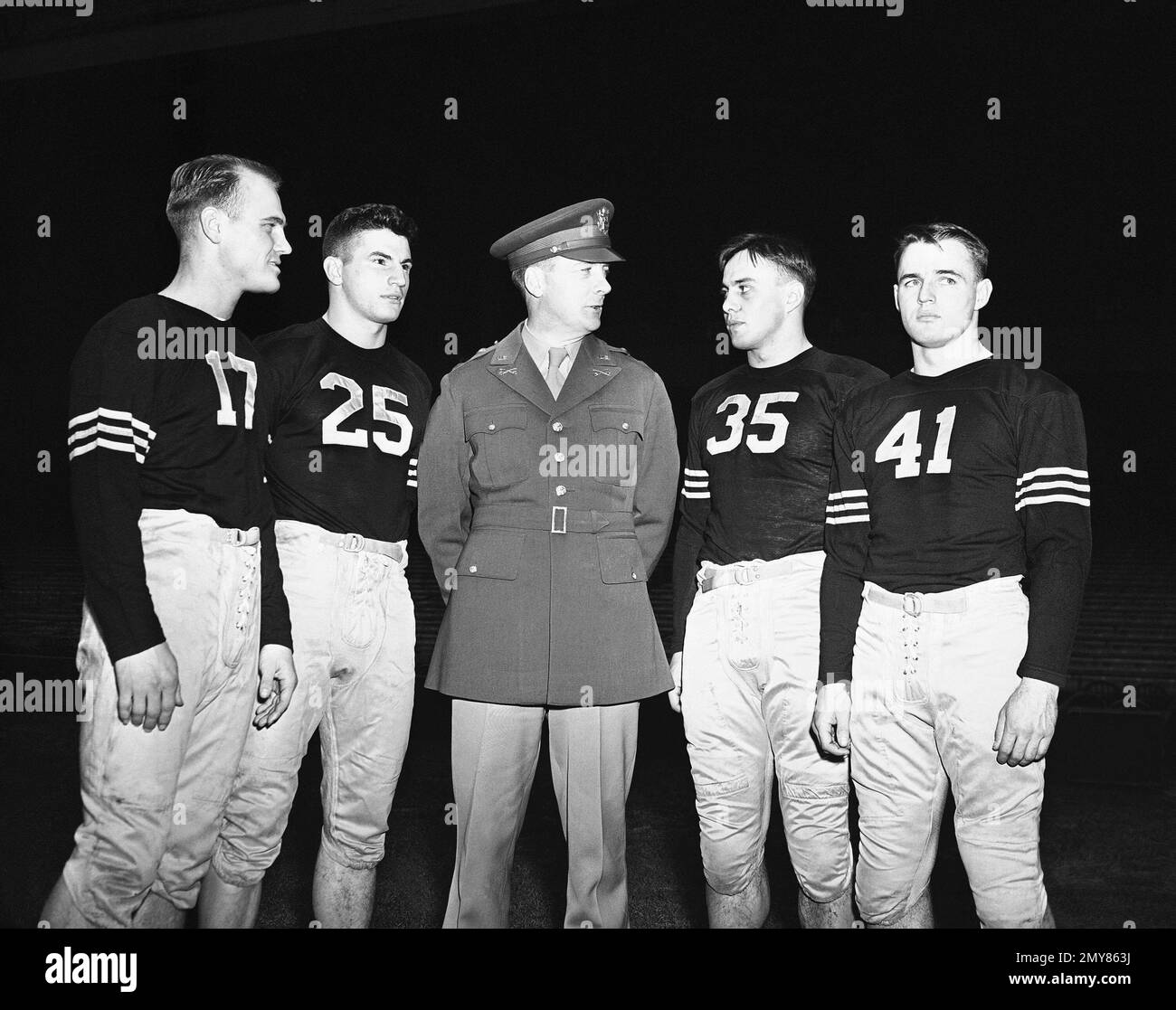 FILE - In this Nov. 9, 1945, file photo, members of the Army football ...
