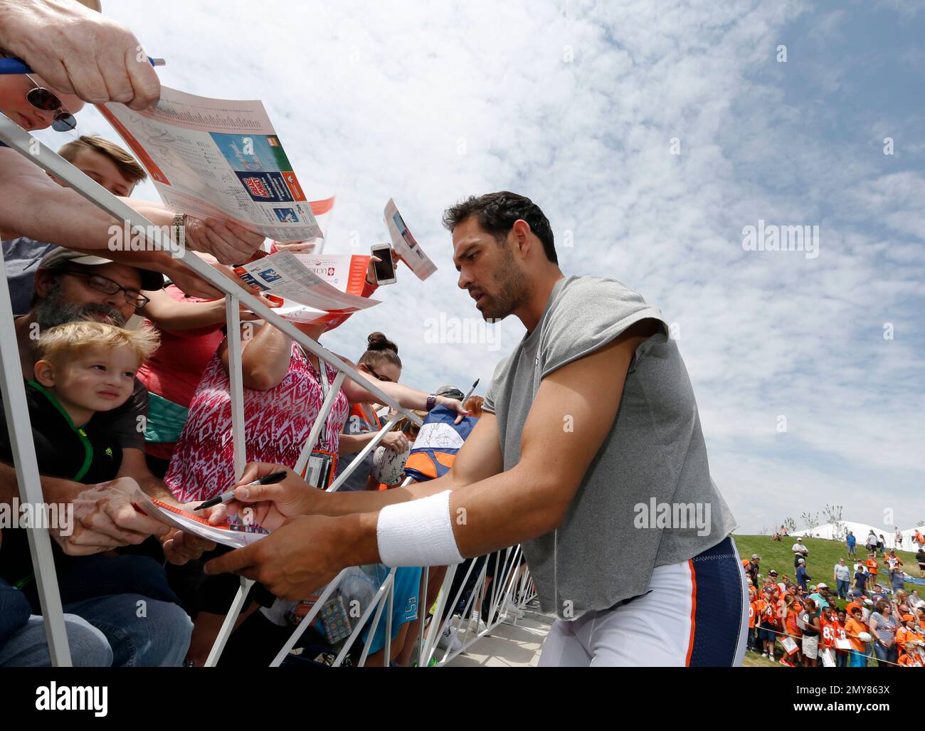 Denver Broncos quarterback Mark Sanchez signs autographs for fans ...