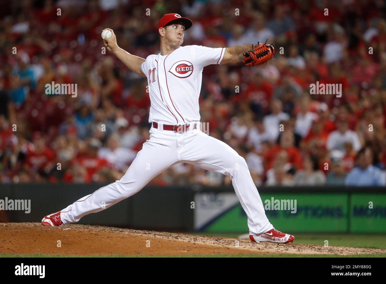 Cincinnati Reds relief pitcher Michael Lorenzen throws in the eighth ...