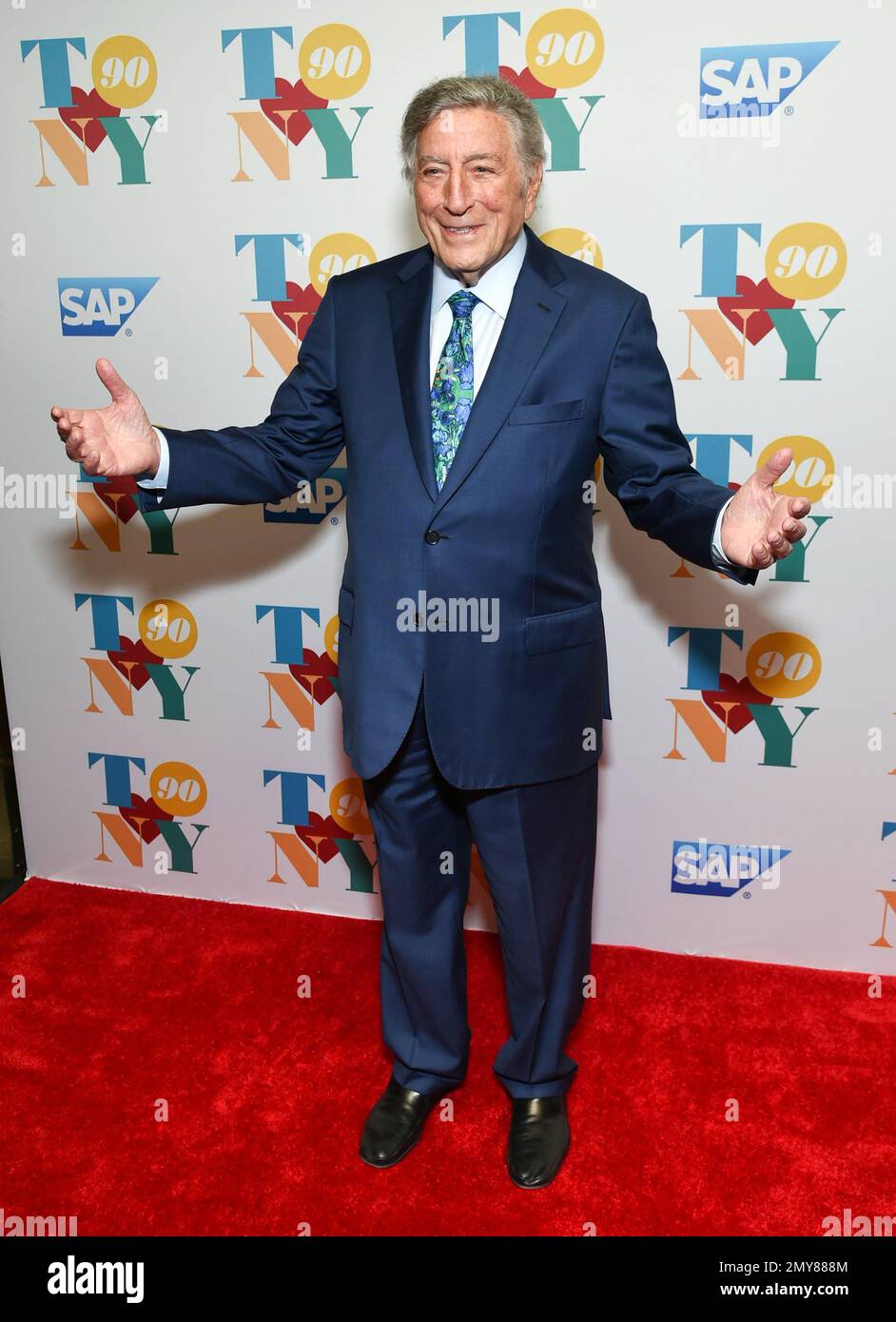 Singer Tony Bennett arrives for his 90th birthday celebration at the ...
