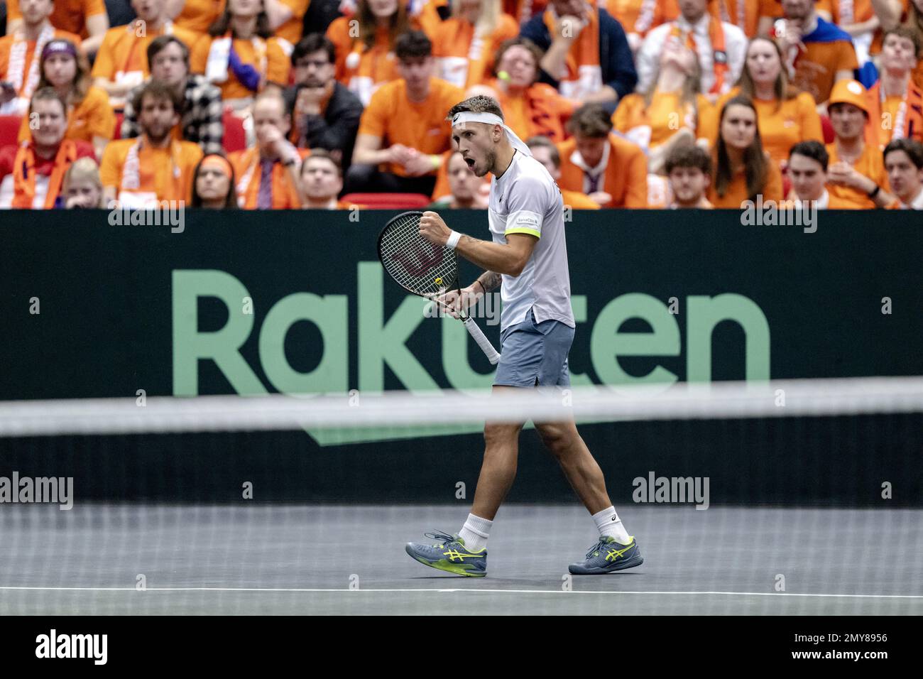 GRONINGEN - Alex Molcan (Slovakia) in action against Tim van Rijthoven ...