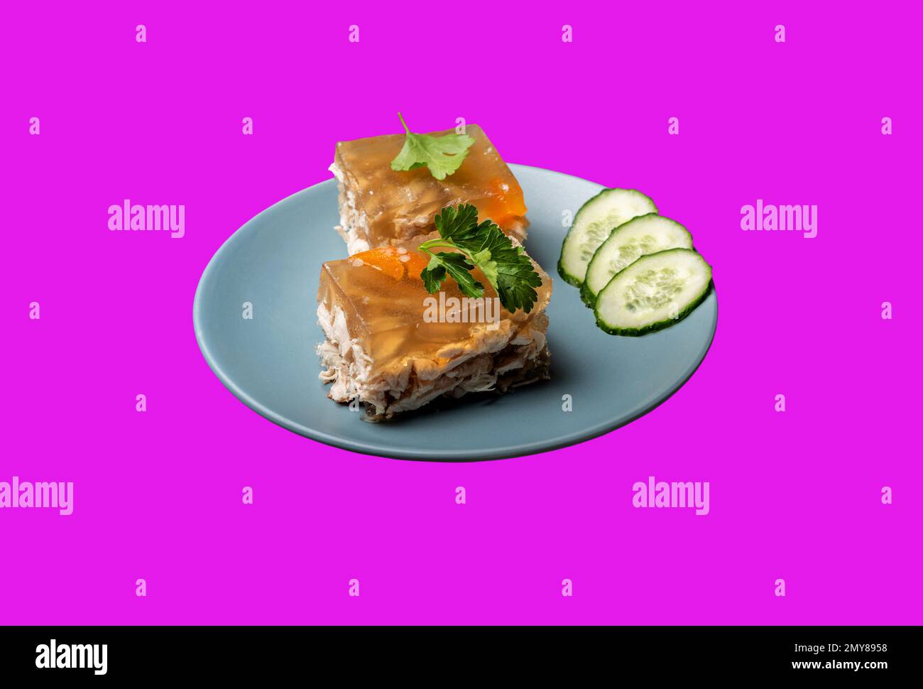 Pieces of homemade jelly meat Jellied pork and beef Holodec traditional ...