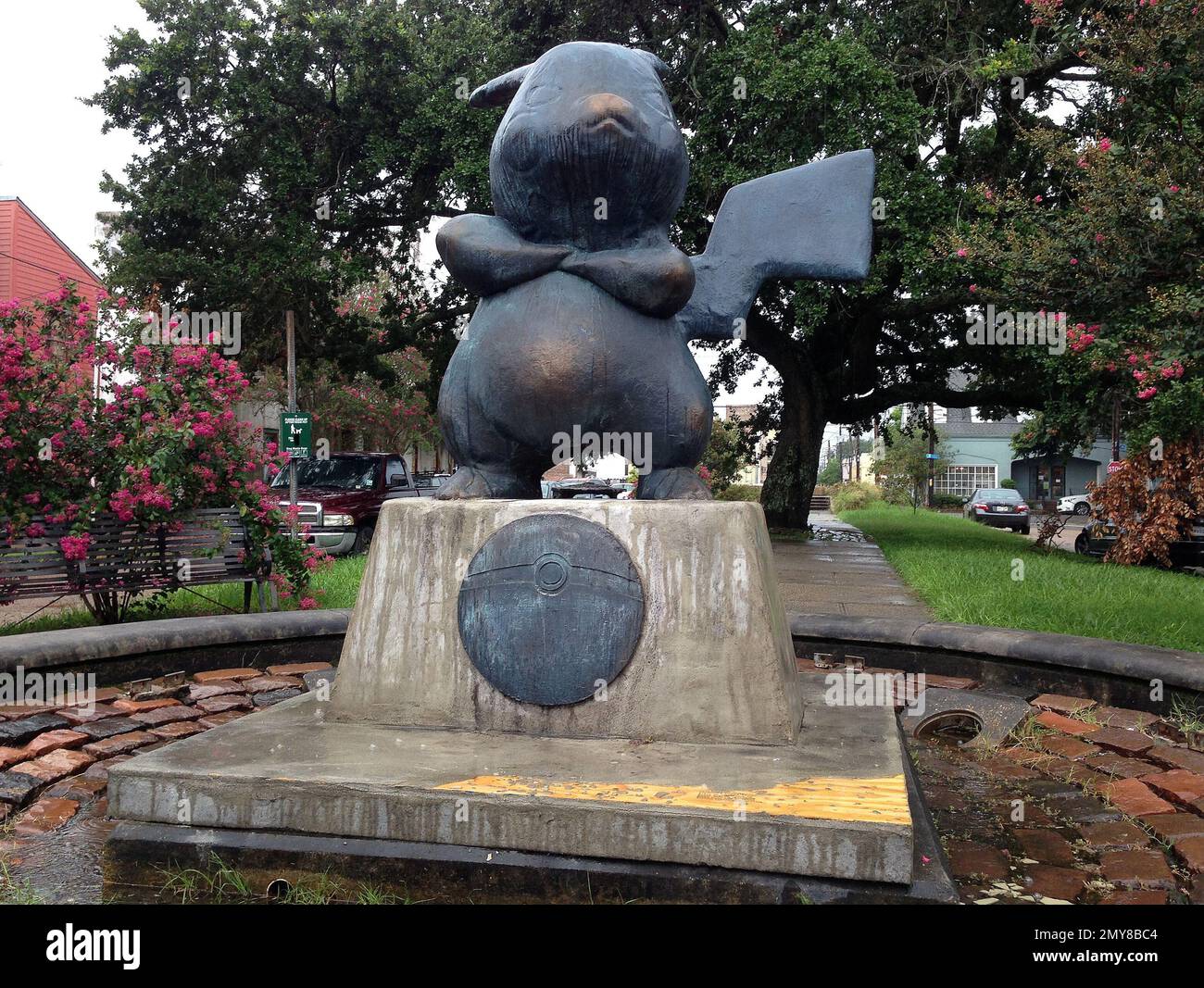 A Pokemon statue sits in a New Orleans park, Wednesday, Aug 3, 2016 ...
