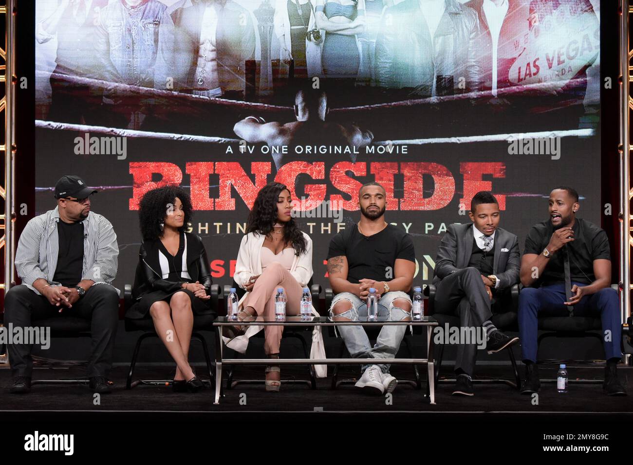 Russ Parr, from left, Raney Branch, Sevyn Streeter, Tyler Lepley, Allen ...