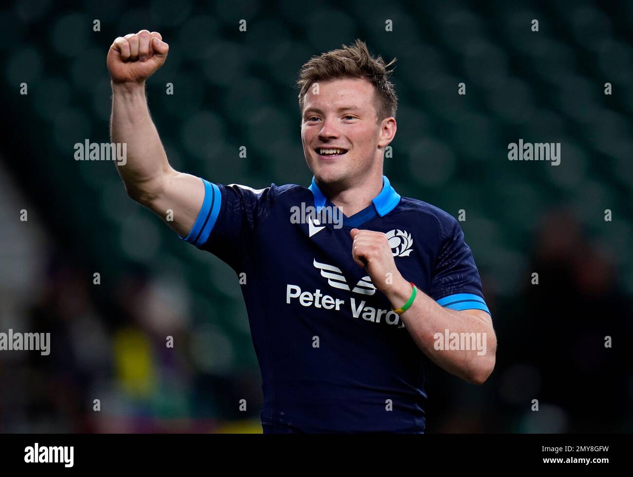 Scotland's George Horne celebrates after the Guinness Six Nations match ...