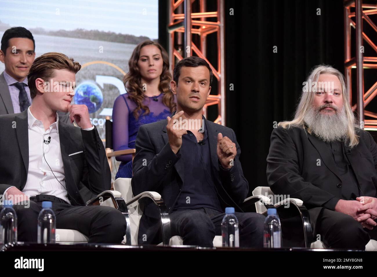 Gabriel Luna, from left, Robert Aramayo, Annie Read, Dimitri Doganis ...