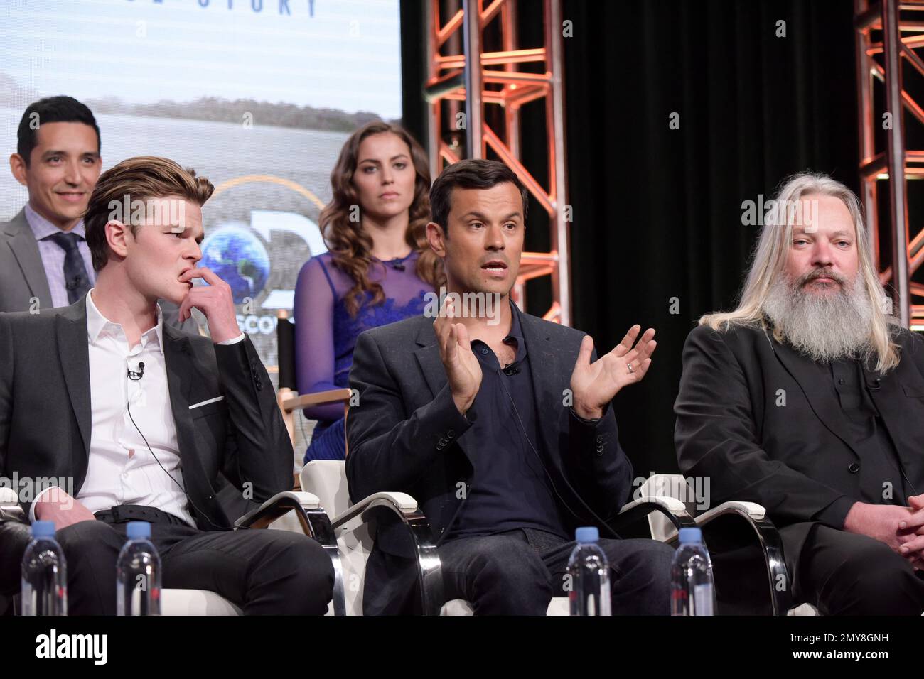 Gabriel Luna, from left, Robert Aramayo, Annie Read, Dimitri Doganis ...
