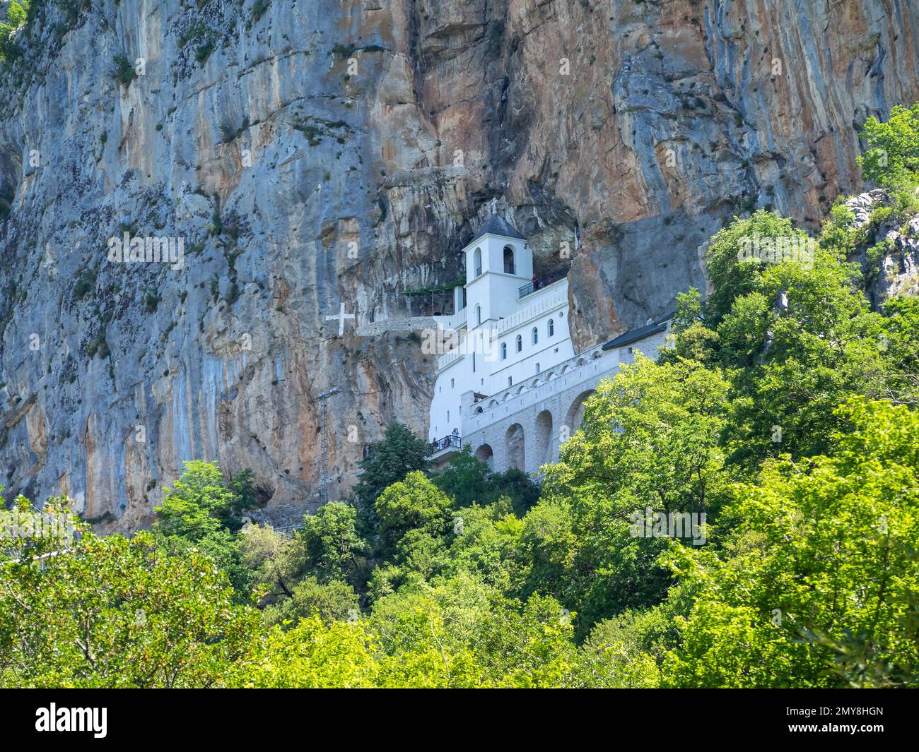 Ostrog Monastery upper church in the cliff facade Stock Photo - Alamy