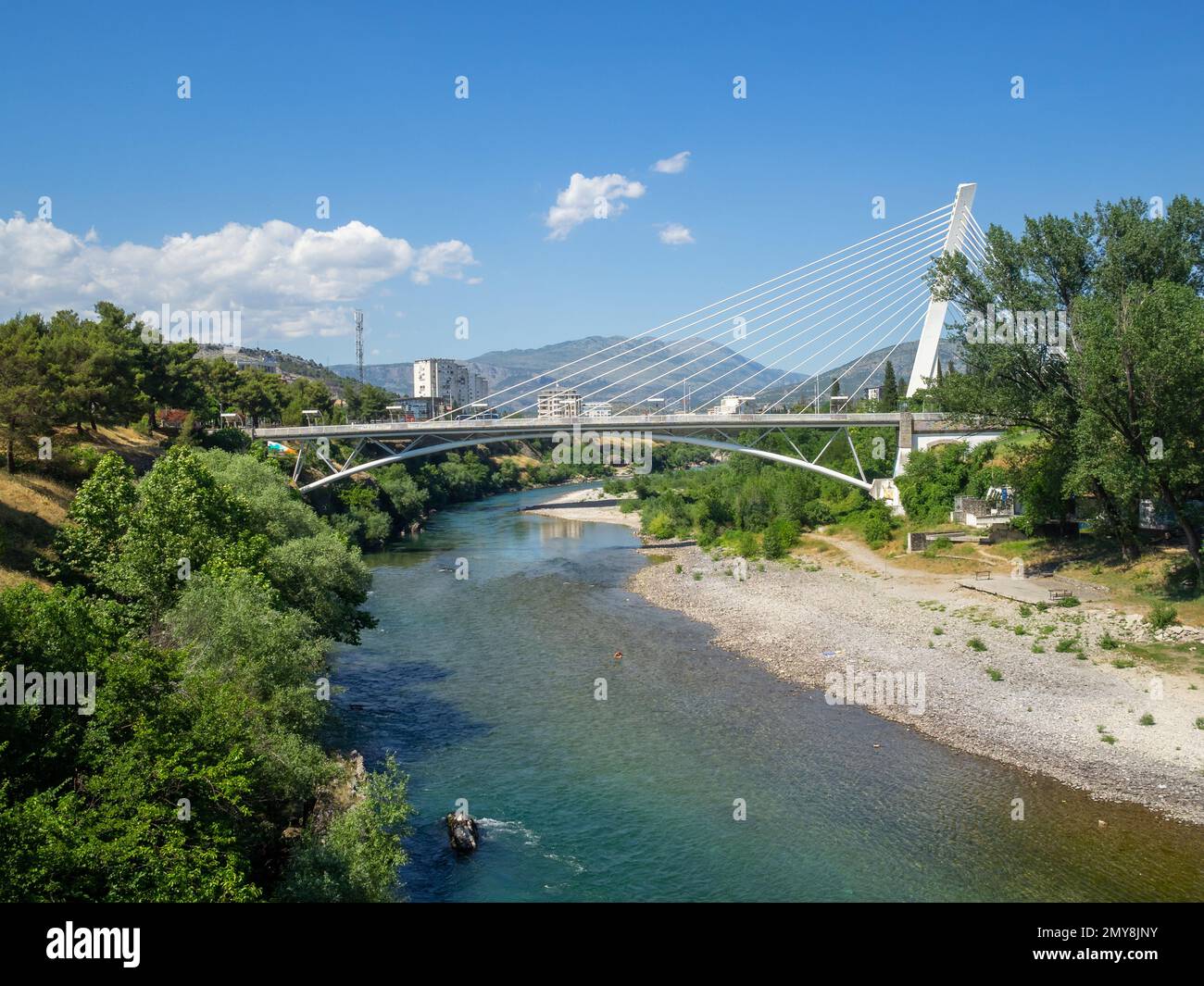 Millennium Bridge over Moraca River in Podgorica Stock Photo - Alamy