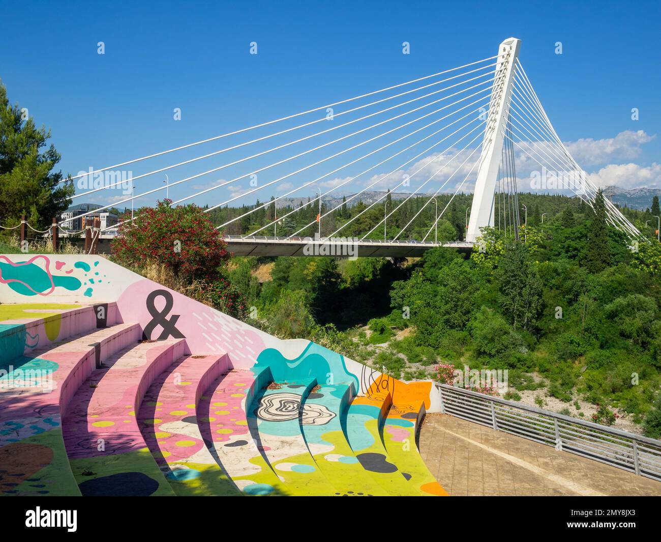 Millennium Bridge over Moraca River in Podgorica Stock Photo - Alamy