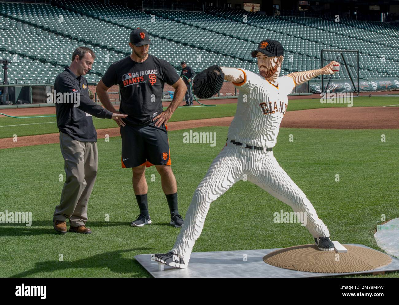 San Francisco Giants pitcher Madison Bumgarner checks out his life-size ...