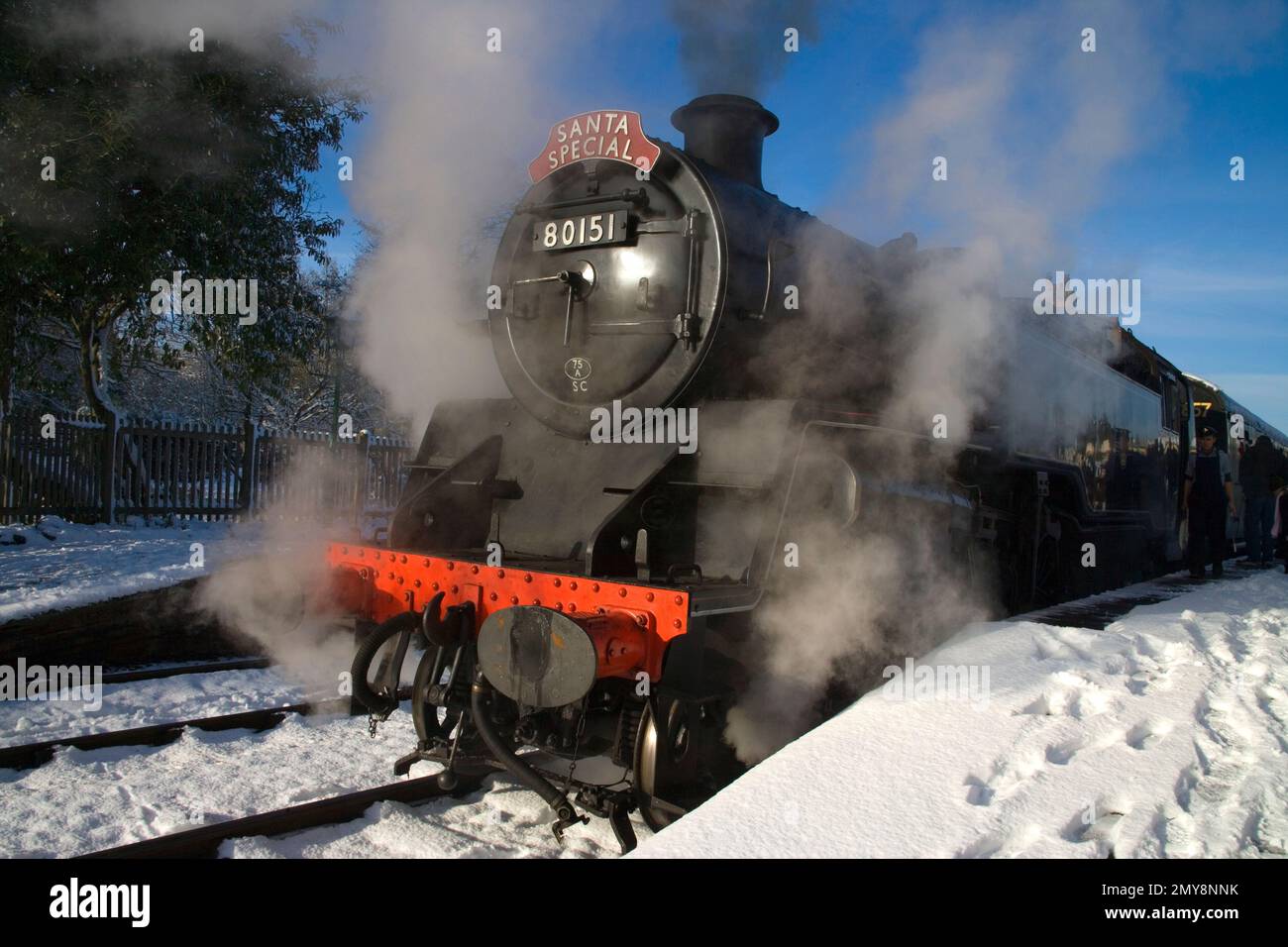 santa special steam train in winter at the bluebell railwayeast sussex ...