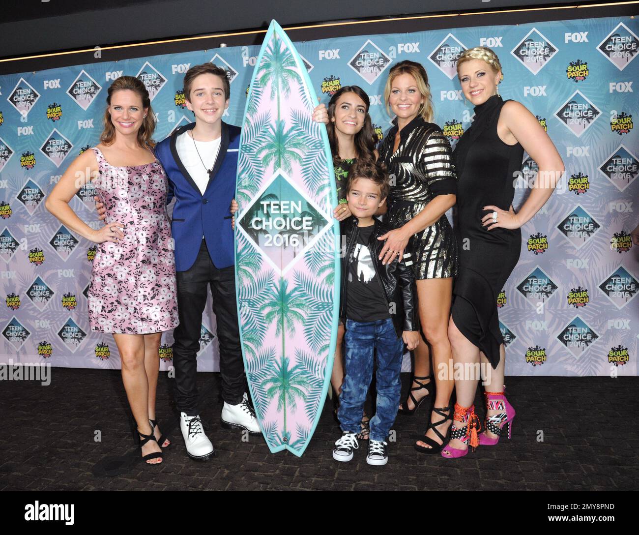 Andrea Barber, from left, Michael Campion, Soni Bringas, Elias Harger ...