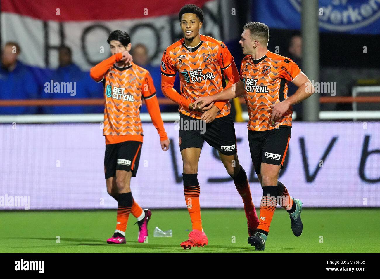 VOLENDAM - Xavier Mbuyamba of FC Volendam celebrates the 1-0 during the ...
