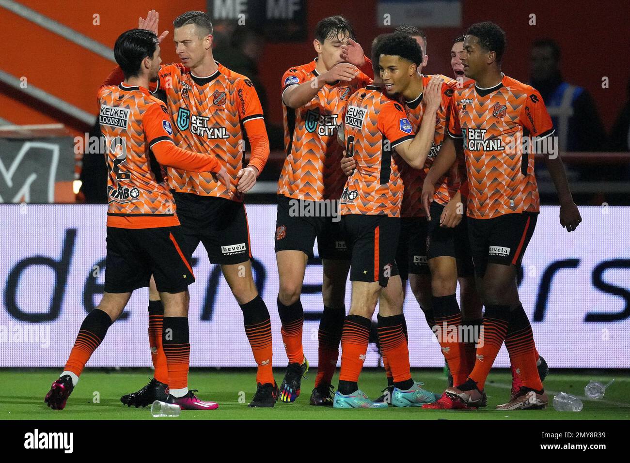 VOLENDAM - Xavier Mbuyamba of FC Volendam celebrates the 1-0 during the ...