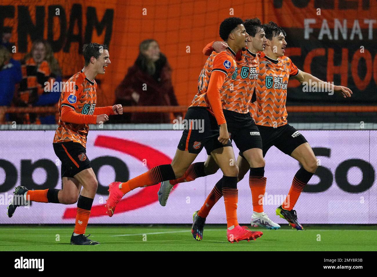 VOLENDAM - Xavier Mbuyamba of FC Volendam celebrates the 1-0 during the ...