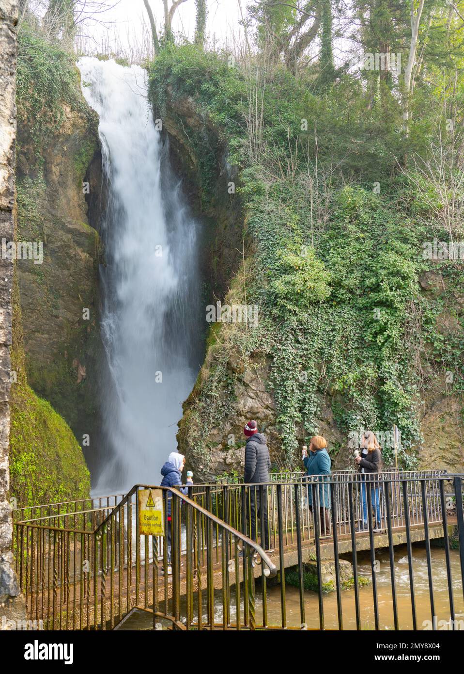 Dyserth Waterfall, Dyserth, Denbighshire. Pictured in February 2022 ...