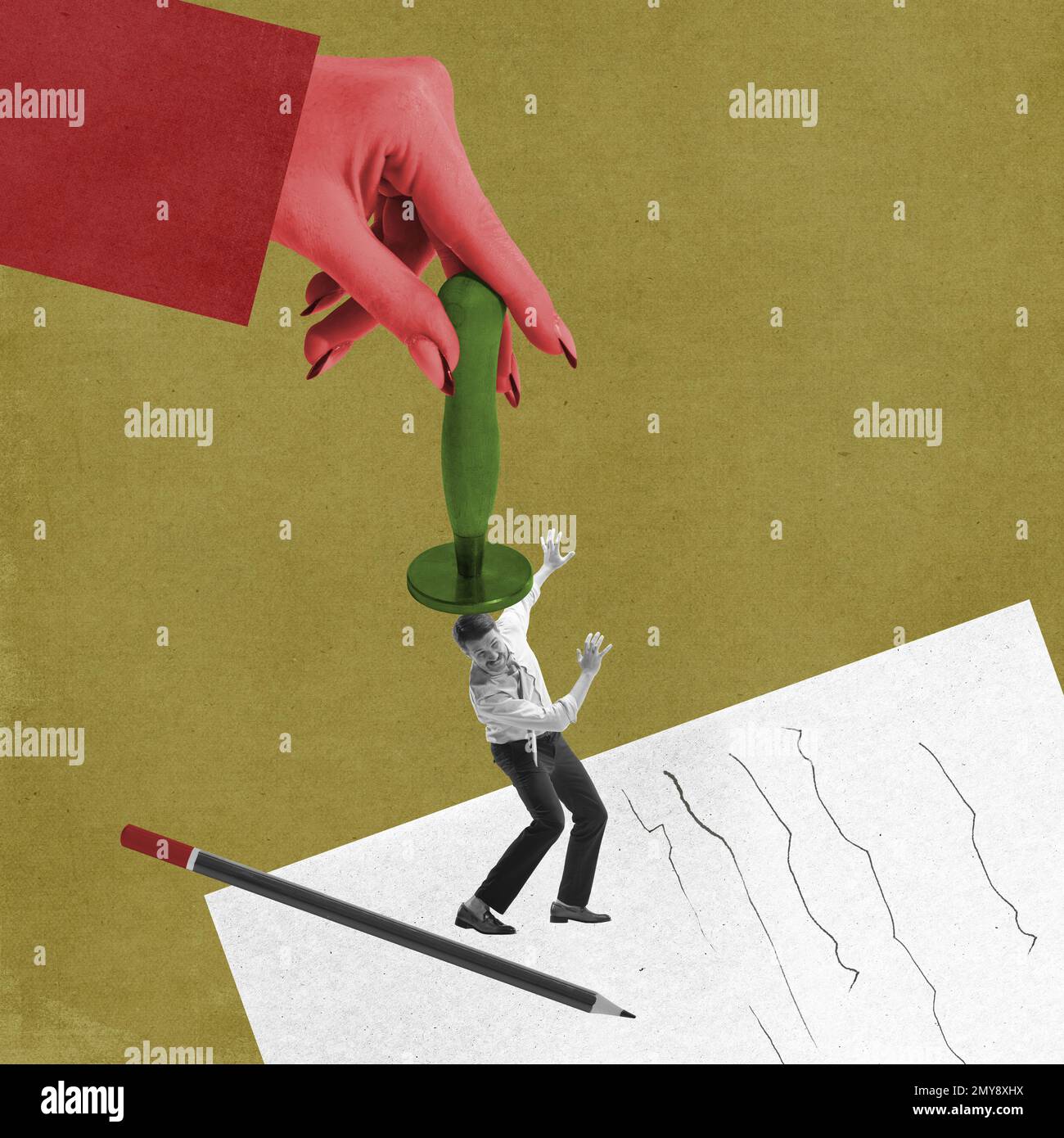 Contemporary art collage. Conceptual design. Firing or hiring employee ...