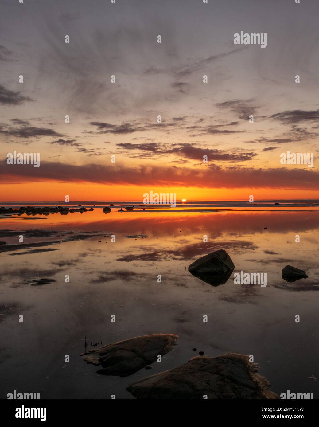 Beautiful sunset at seaside Stock Photo - Alamy