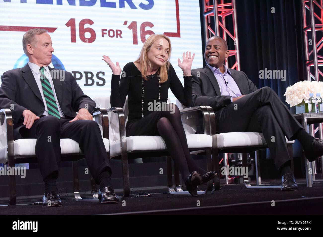 Howard Dean, from left, Susan Estrich and Carlos Watson participate in ...