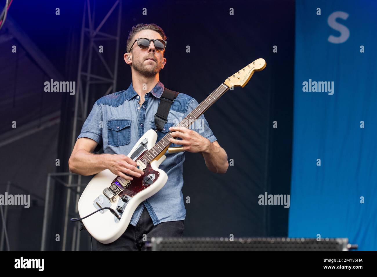 Aaron Sharp of Saint Motel performs on day 2 of Lollapalooza on Friday ...